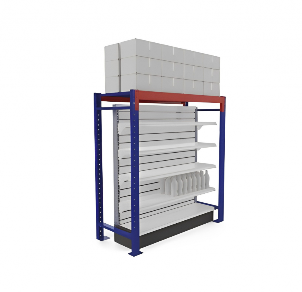 RACK CON GONDOLA DE PARED – Muebles Coem